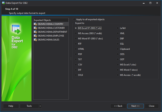 Online Documentation For Data Export For Db2 Sqlmanager